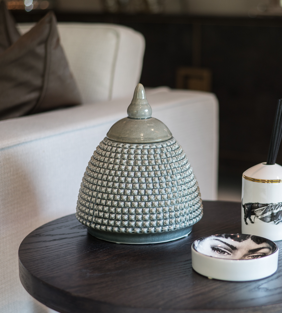 Grey Domed Ceramic Bobble Jar | Chloe Jade Home