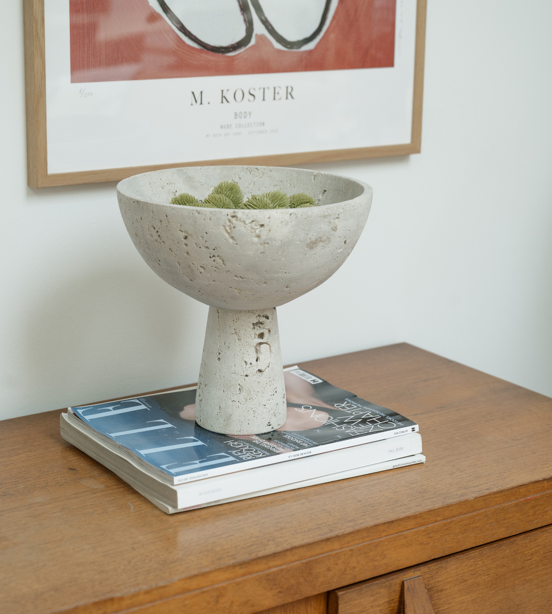Travertine Pedestal Bowl | Elegant Natural Stone Decor | Chloe Jade Home