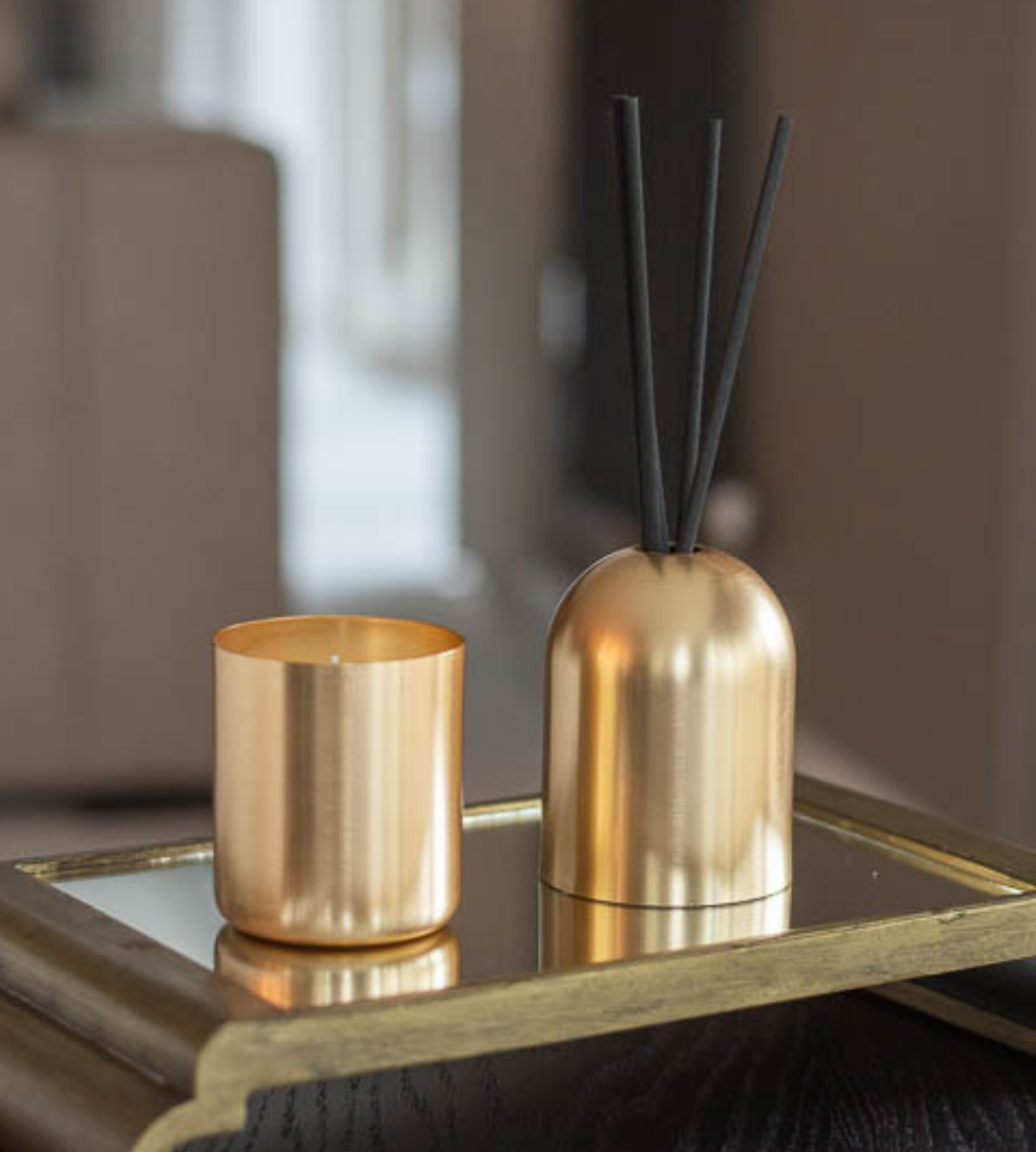 Gold Sandalwood Reed Diffuser & Candle Set – Chloe Jade Home