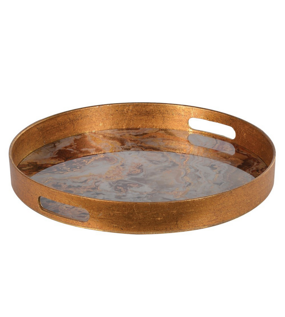 Round Copper Tray – Elegant Marble Effect Tray for Your Home | Chloe ...