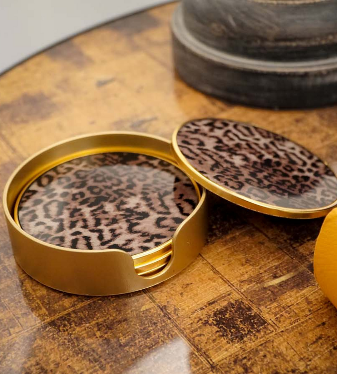 Set of 4 Leopard Print Drinks Coasters | Chloe Jade Home