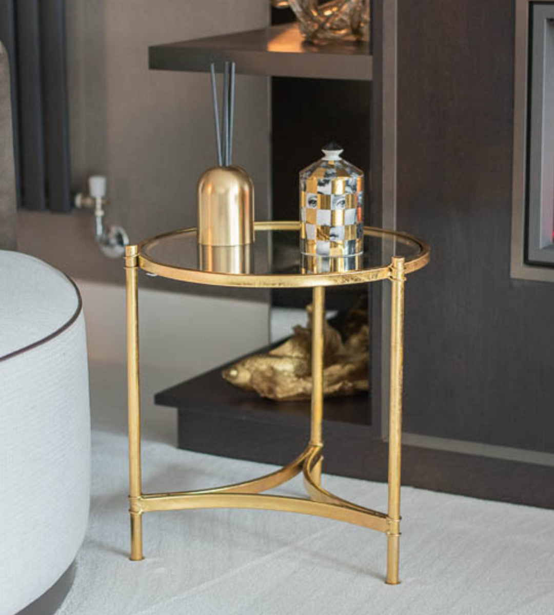 Gold Glass Small Round Side Table – Chloe Jade Home